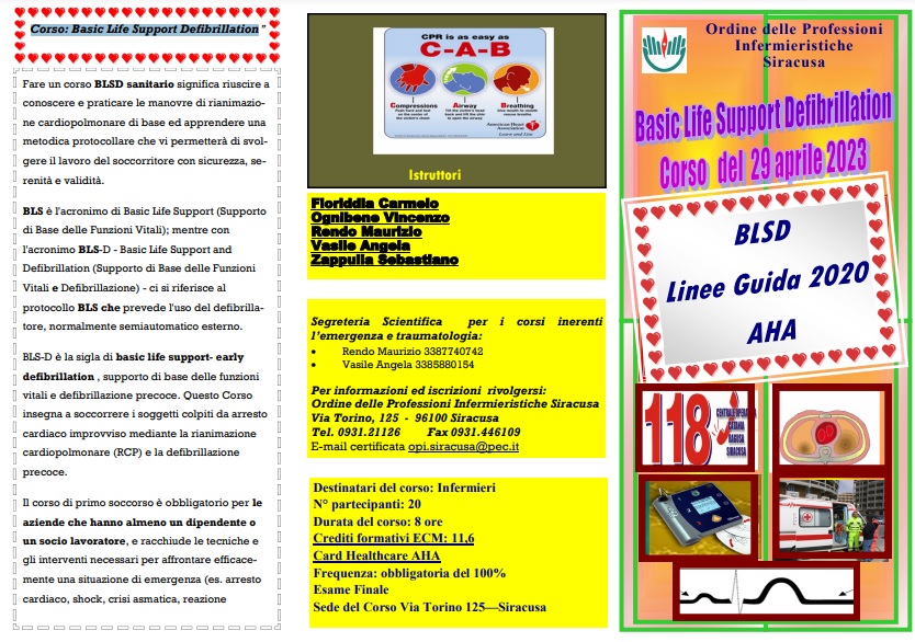 BLSD : Basic Life Support Defibrillation - OPI Siracusa